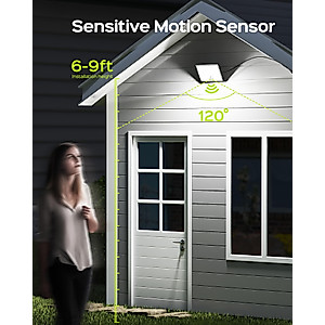 JACKYLED Solar Lights Outdoor with Motion Sensor, 113LED Cool White Solar Flood Lights, Waterproof Dusk to Dawn Solar Powered Security Spot Lights for Porch Patio Yard Garage, 1 Pack