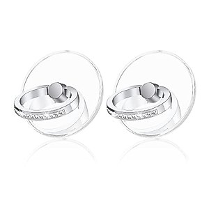 cobee Cell Phone Ring Stands, 2 Pcs 180/360 Degree Rotation Finger Kickstand Round Transparent Phone Ring Holders with Diamond Glitter Finger Mount with Grip for Most Smartphones(Round-Style)
