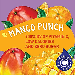 Tampico Singles To Go Drink Mix Packets, Mango Punch, Zero Sugar, Low Calorie, 100% DV of Vitamin C per Serving, Convenient, On-The-Go Water Enhancers, 6 sticks, Pack of 1