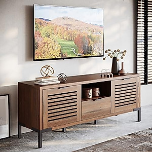 Bme Millie Solid Wood TV Stand for TVs up to 65 Inches, Modern Farmhouse TV Stand with Rustic Charm, TV Stands for Living Room, Chestnut