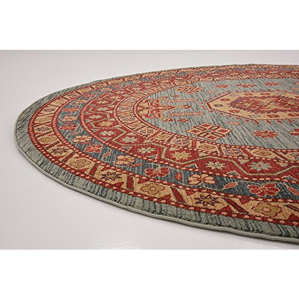 Unique Loom Sahand Collection Area Rug - Shapur (8' Round, Light Blue/ Light Brown)