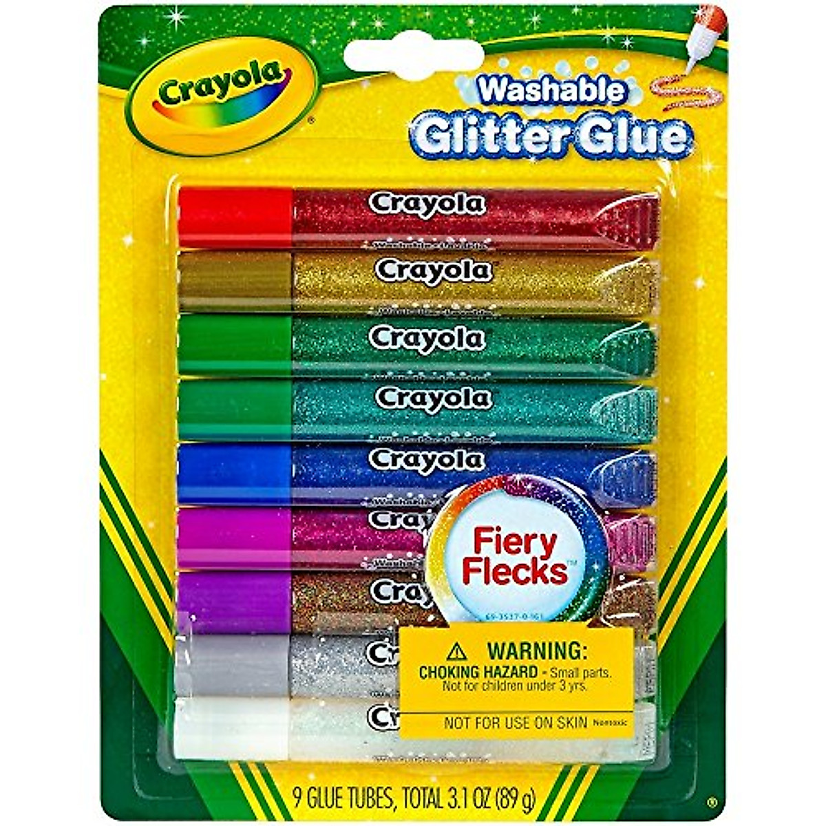 Crayola Washable Glitter Glue, Assorted Colors 9 ea (Pack of 4)
