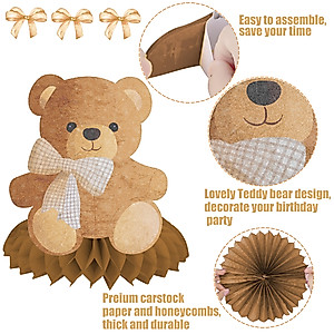 9pcs Teddy Bear Honeycomb Centerpieces Teddy Bear Baby Shower Decorations Bear Themed Table Decorations for Kids Teddy Bear Themed Birthday Party Gender Reveal Party Baby Shower Supplies