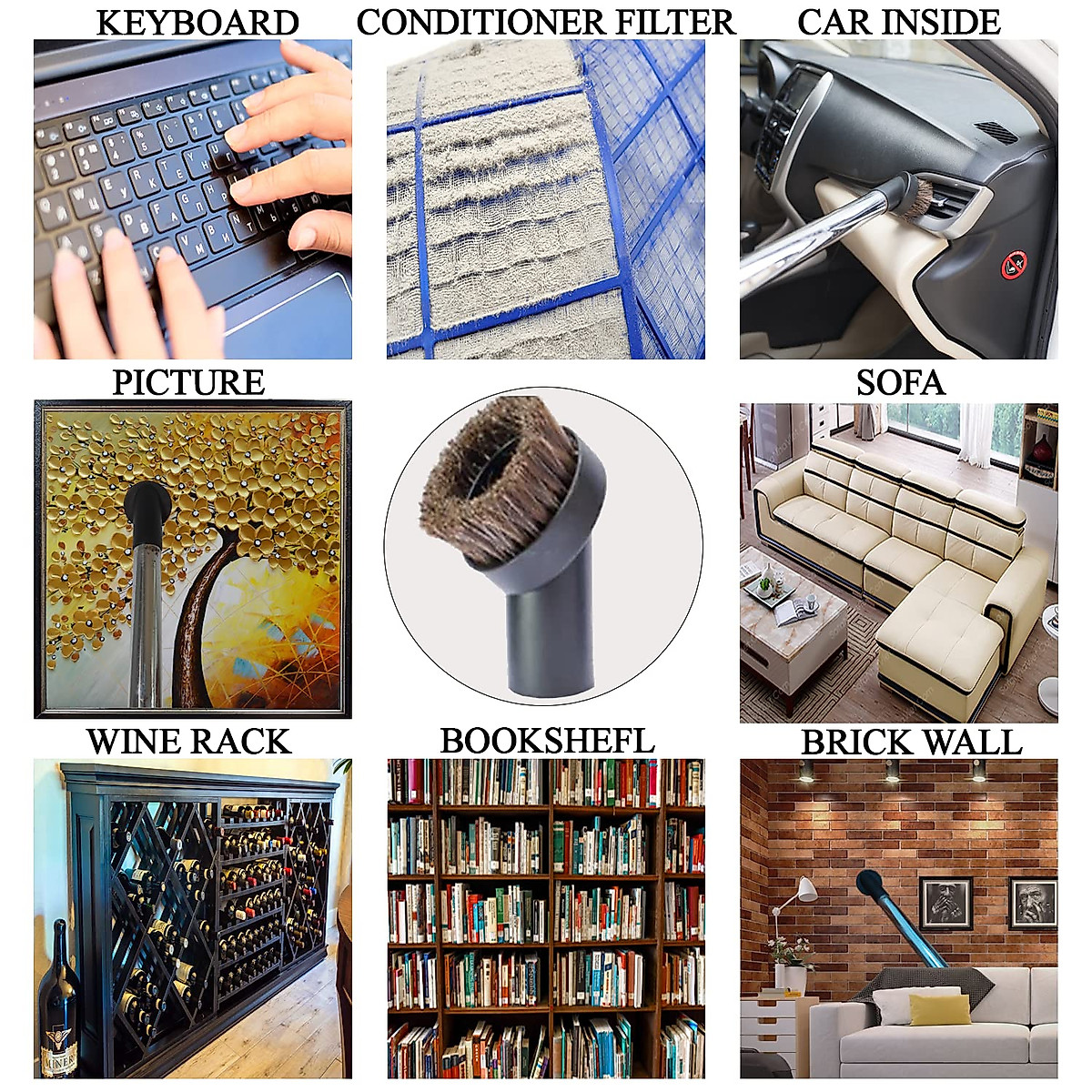 Household Cleaning Kit Vacuum Cleaner Accessories & Air Driven Pet Upholstery Turbo Brush Vacuums Nozzle Tool Pet Attachment Swivel Head with 35mm to 32mm Vacuum Attachment Adapter for Shark Miele