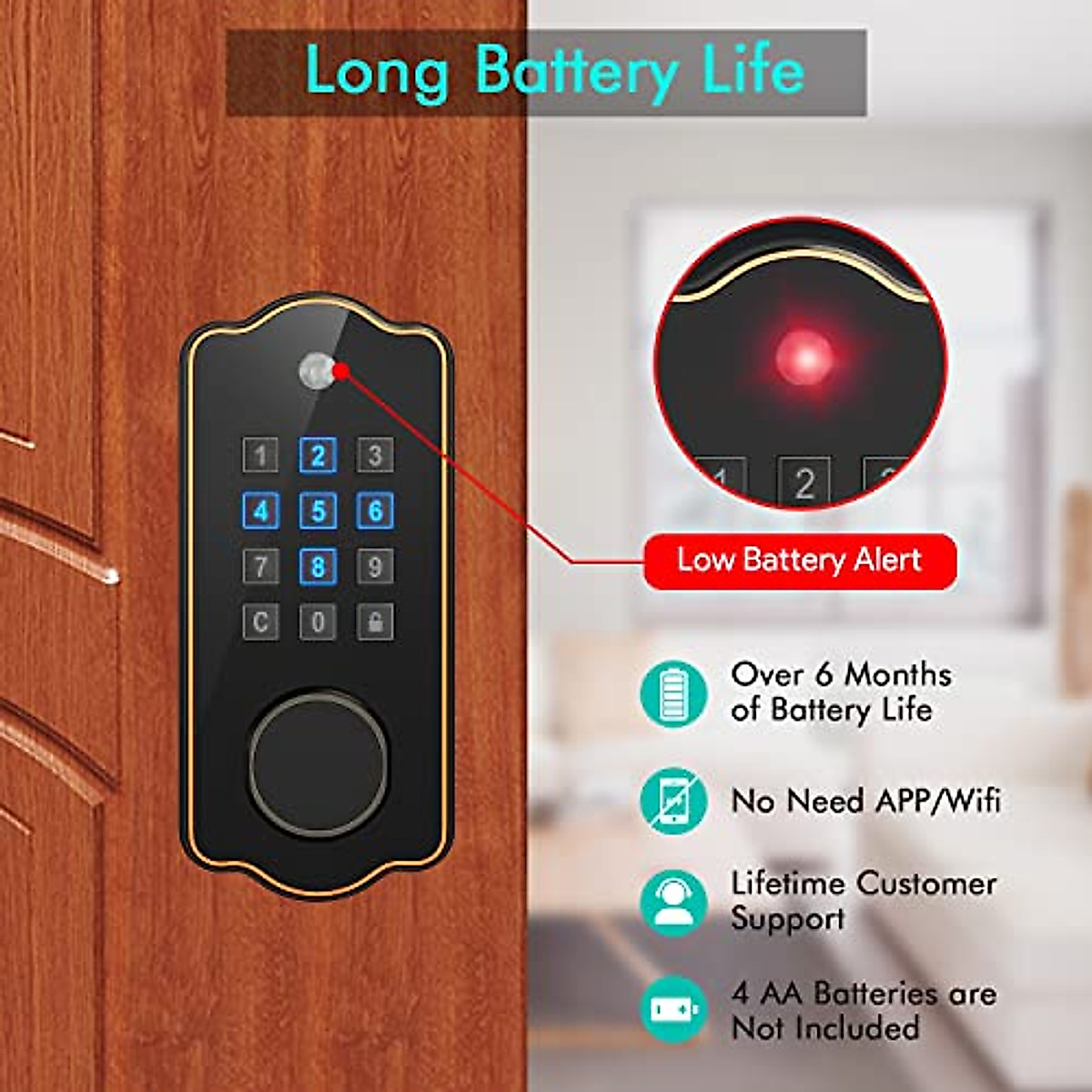Keyless Entry Door Lock, DIHOOM Electronic Smart Lock, High Security Front Door Lock Easy to Install, Auto Lock Keypad Deadbolt Featuring SmartKey, 10 Customizable User Codes
