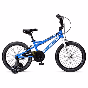 Schwinn Koen & Elm BMX Style Toddler and Kids Bike, For Girls and Boys, 18-Inch Wheels, With Training Wheels, Chain Guard, and Number Plate, Recommended Height 42-52 Inch, Blue
