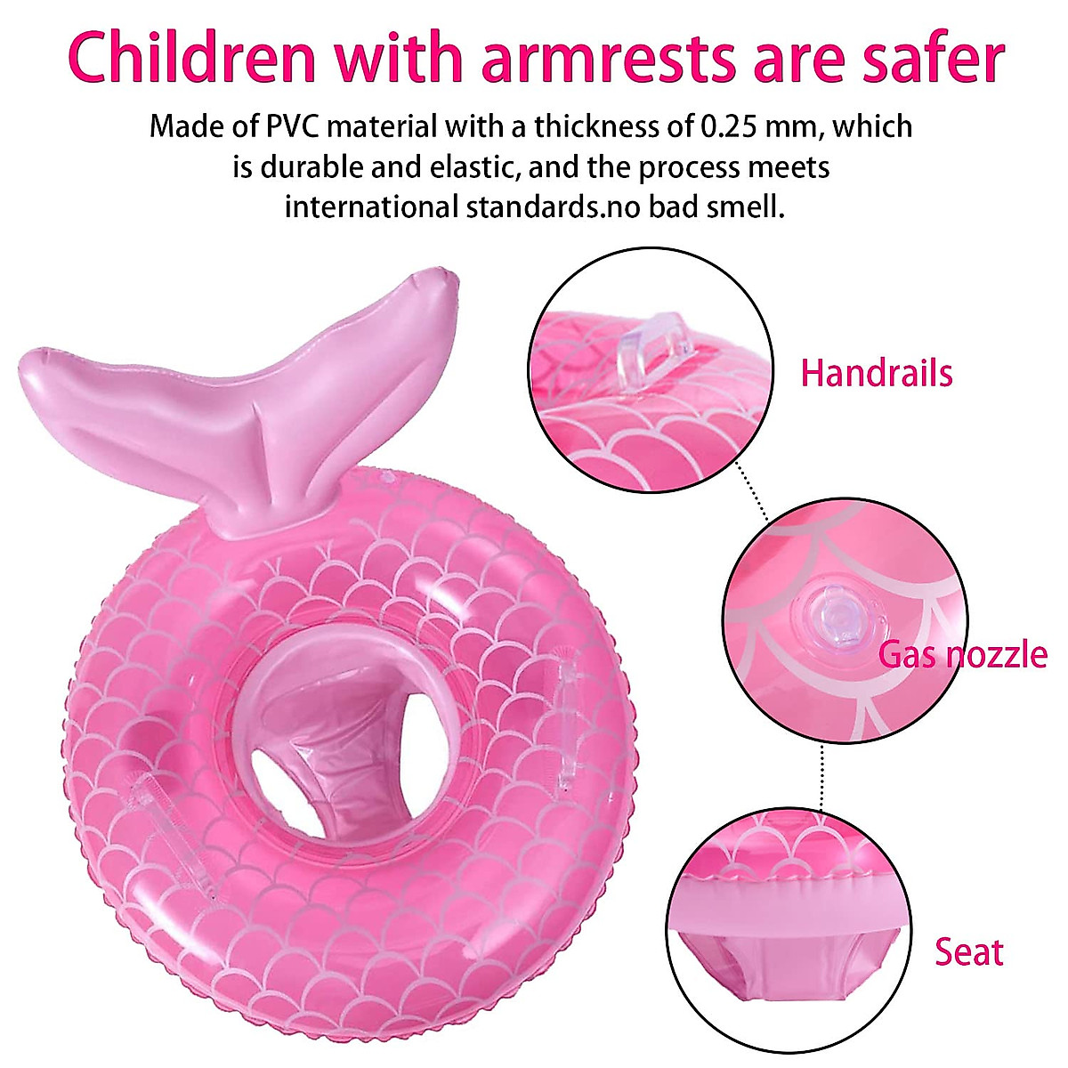 ZEYGLXC 2023 New Mermaid Baby Swimming Pool Floats 6-48 Months,Inflatable Pool Swim Ring with Seat and Handle for Babies Toddlers Infant Training Summer