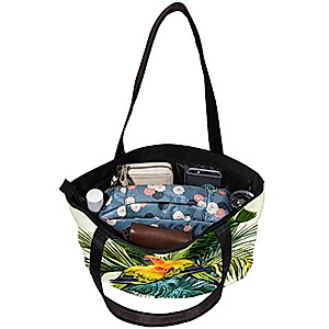 Purses for Women, Tote Bag, Handbags for Women, The Tote Bag, Tropical Leaves Plants Birds Animals pattern