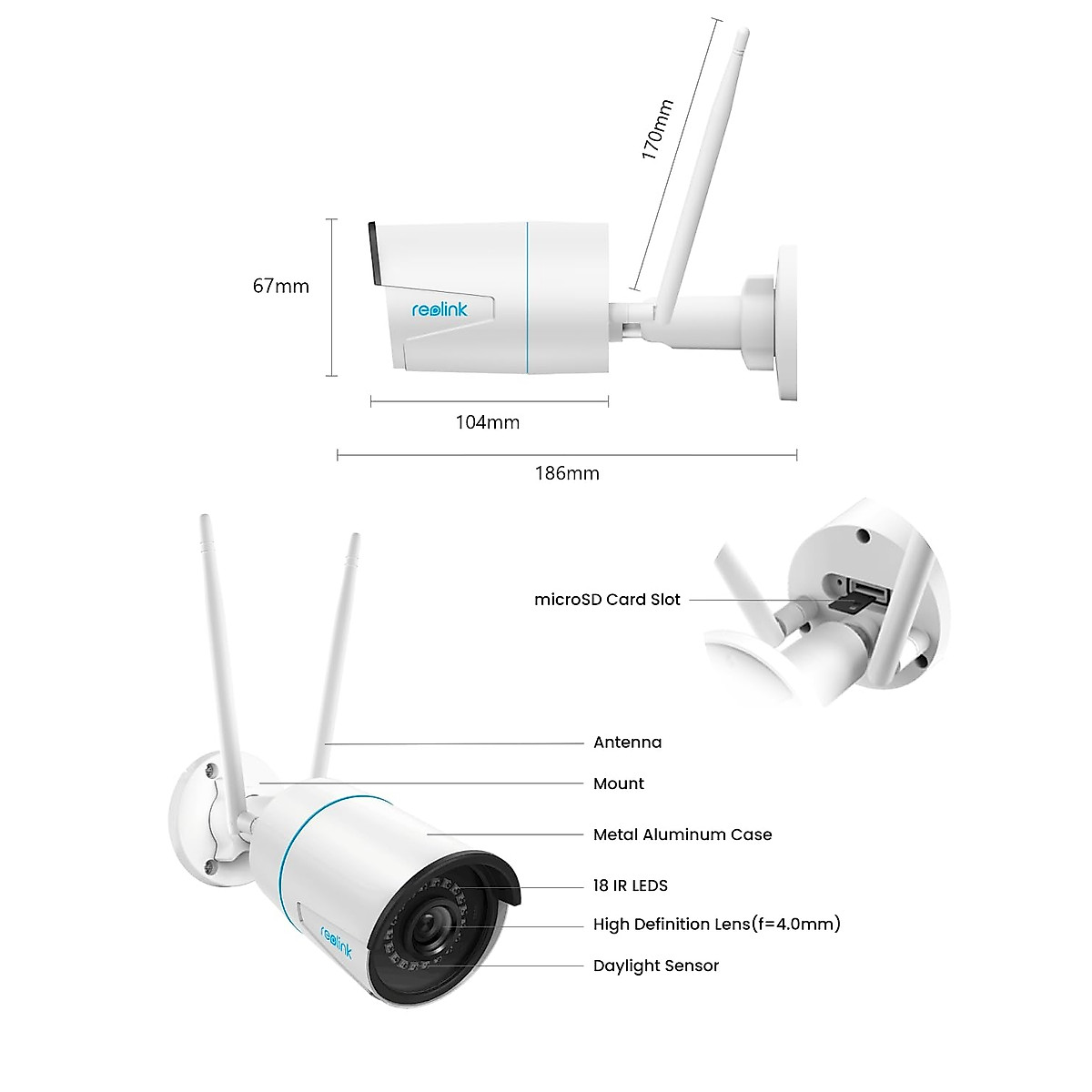 Reolink Plug-in Outdoor WiFi Security Camera, 5MP HD Dual Band Wired Wi-Fi Camera for Home Security-2.4/5 Ghz, Smart Person/Vehicle Alerts, Motion Detection, Night Vision, IP66 Waterproof, RLC-510WA