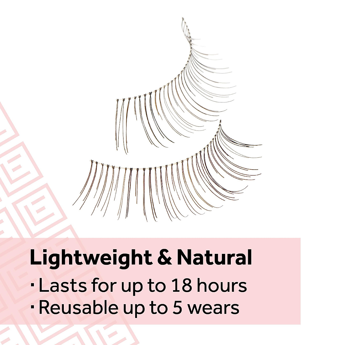 Eylure Naturals No. 020 Reusable Eyelashes, Adhesive Included, Black, 4 Pairs