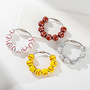 Renyqatt Baseball Charms for Bogg Bag and Simply Southern Tote, Sports Wooden Beads Accessories Charm for Beach Tote Bag, Accessories for Customizing Your Bag (Baseball Pattern)