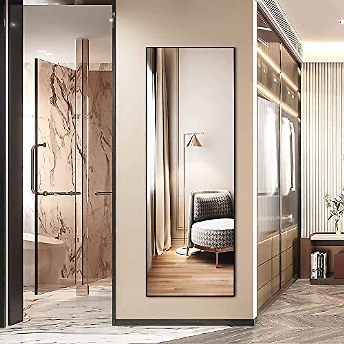 LVSOMT Full Length Floor Mirror, Free Standing Body Mirror, Wall Mounted Hanging Mirror, Large Dressing Mirror, Leaning Against Wall Mirror, Big Mirror for Bedroom Living Room Locker Room, 63"x20"