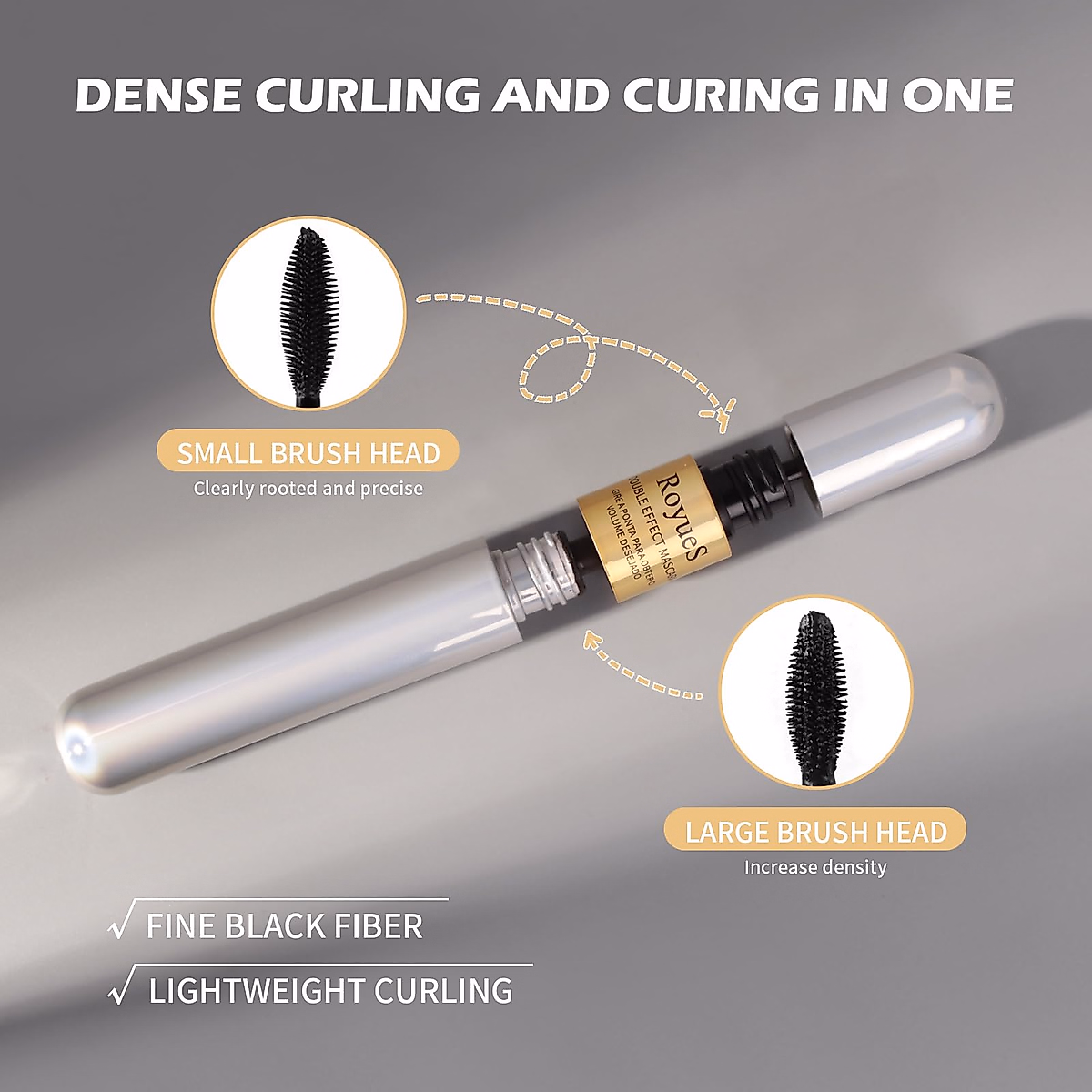 AKARY Mascara Waterproof & Smudge-Proof - 2-1 Long-Lasting Mascara Black Volumizing and Lengthening for Eye Makeup, Liquid Lash Extensions Mascara for a Full Fan Effect, No Clumping, Curling Eyelashes, Vegan & Cruelty-Free, 02 Brown