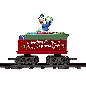 Lionel Battery-Operated Disney Mickey Mouse Express Toy Train Set with Locomotive, Train Cars, Track & Remote with Authentic Train Sounds, & Lights for Kids 4+