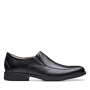 Clarks Men's Whiddon Plain Loafer, Black Leather, 9.5 Wide