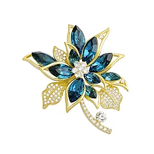 AOOF Crystal Inlaid Zircon Brooch Blue, Used for Ladies Parties, Parties, Birthdays Will Make You More Beautiful and Bright