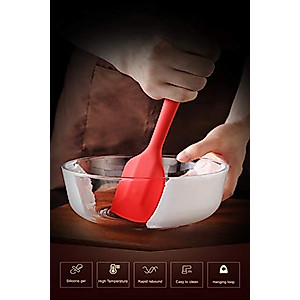 JIANYI Silicone Spatula, One Piece Design Flexible Scraper, Nonstick Small Rubber Kitchen Utensils for Cooking, Baking and Mixing - Red