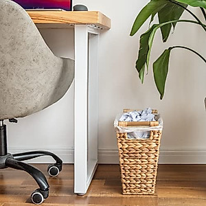 StorageWorks Wicker Waste Basket with Wooden Handles, Rectangular Hand Woven Office Waste Basket, 1 Pack