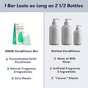 HiBAR Conditioner Bar, All Natural Hair Care, Plastic Free, Made with Eco Friendly Ingredients, Travel Size, Color Safe, Solid Sustainable Bars, Zero Waste (Maintain)