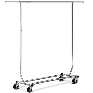 Yaheetech Heavy Duty Adjustable Commercial Grade Garment Rack Rolling Chrome Clothes Rack Hanging Rack with Wheels Retail Display Rack, Silver