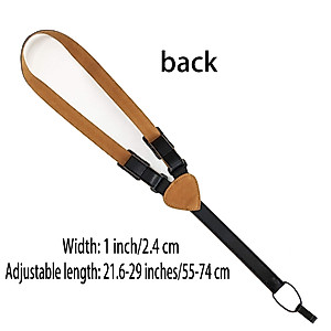 RAUYIVANY Ukulele small guitar strap, three-layer leather strap, width 1 inch, adjustable length (21.6-29 inches), unisex small guitar, ukulele strap (black-brown)