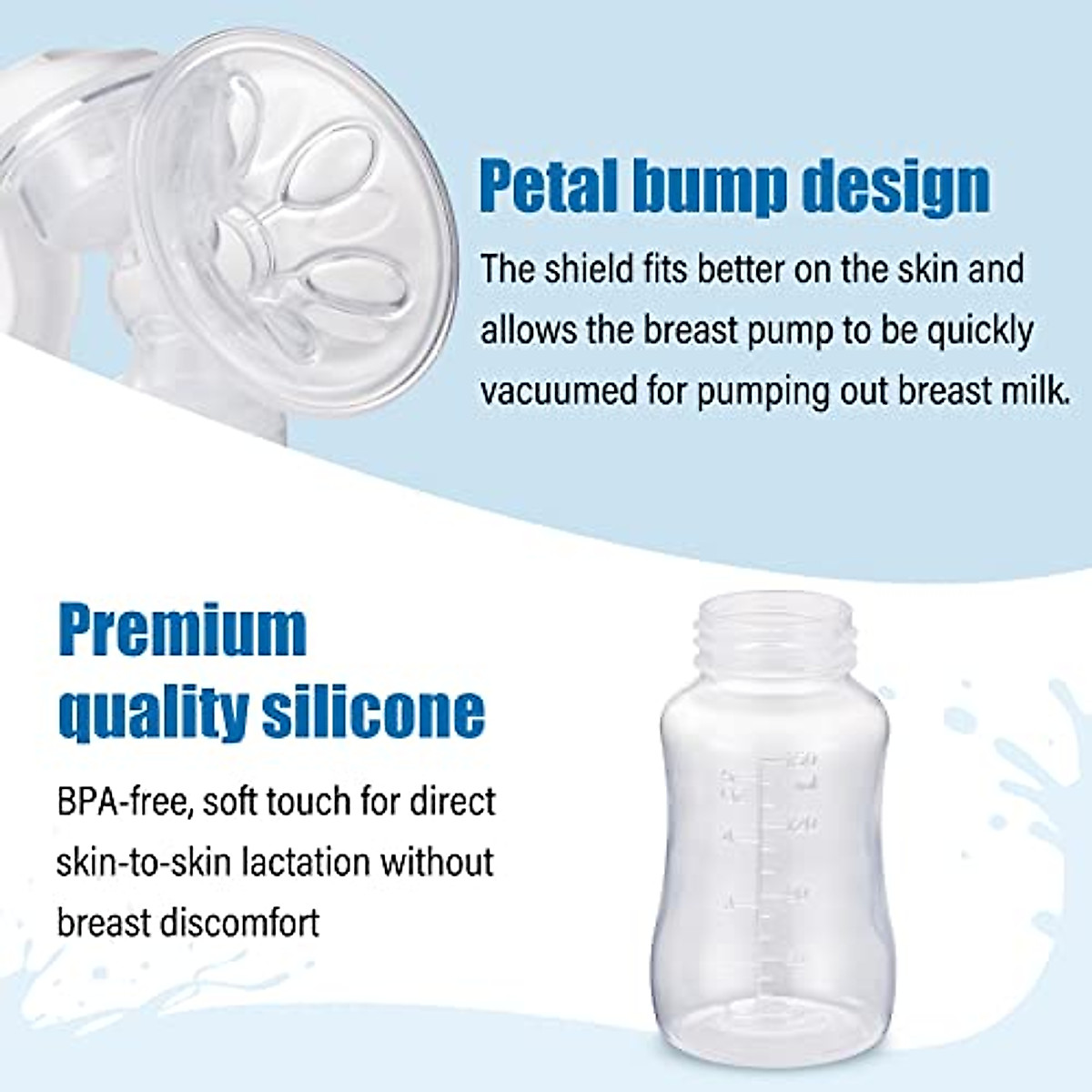 Elfzone Manual Breast Pump, Adjustable Suction Silicone Hand Pump Breastfeeding, Small Portable Manual Breast Milk Catcher Baby Feeding Pumps & Accessories, White, Mothers Day Gifts
