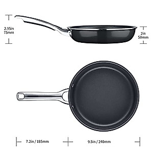 N++A Nonstick Frying Pan 9.5 Inch, PFOA-free Induction Frying Pan, Oven Safe Skillet Nonstick, Cooking Omelette Pan with Stainless Steel Handle, Dishwasher Safe, Aluminum, Black