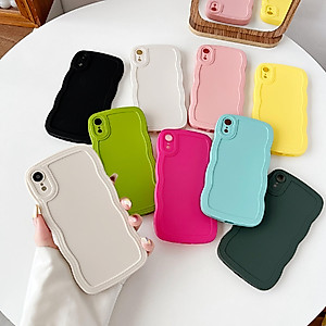Caseative for iPhone Xr Case, Solid Color Curly Wave Frame Soft Compatible with iPhone Case (Yellow,iPhone Xr)
