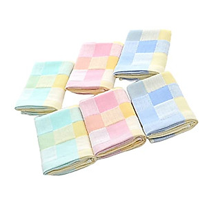 Alipis 6pcs Turkish Towel Blue Hand Towels Checkered Hand Towels Face Wash Cloth Decorative Hand Towel Plaid Dishcloth Scarf Face Towel Bath Towel Small Kid Towel Cotton Square Towel Baby