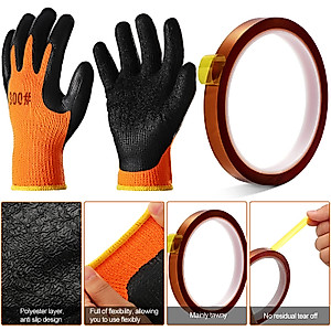 Honeydak 2 Pairs Heat Resistant Gloves Heat Transfer Gloves for Sublimation with 2 Rolls High Temperature Thermal Tape