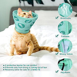 Ledander Soft Cat Cones After Surgery Tall, Cat Recovery Collars & Cones, Cat Neck Cone Alternative Elizabethan Collar for Cats After Surgery Anti-Bite Lick Wound Healing（Green，S）