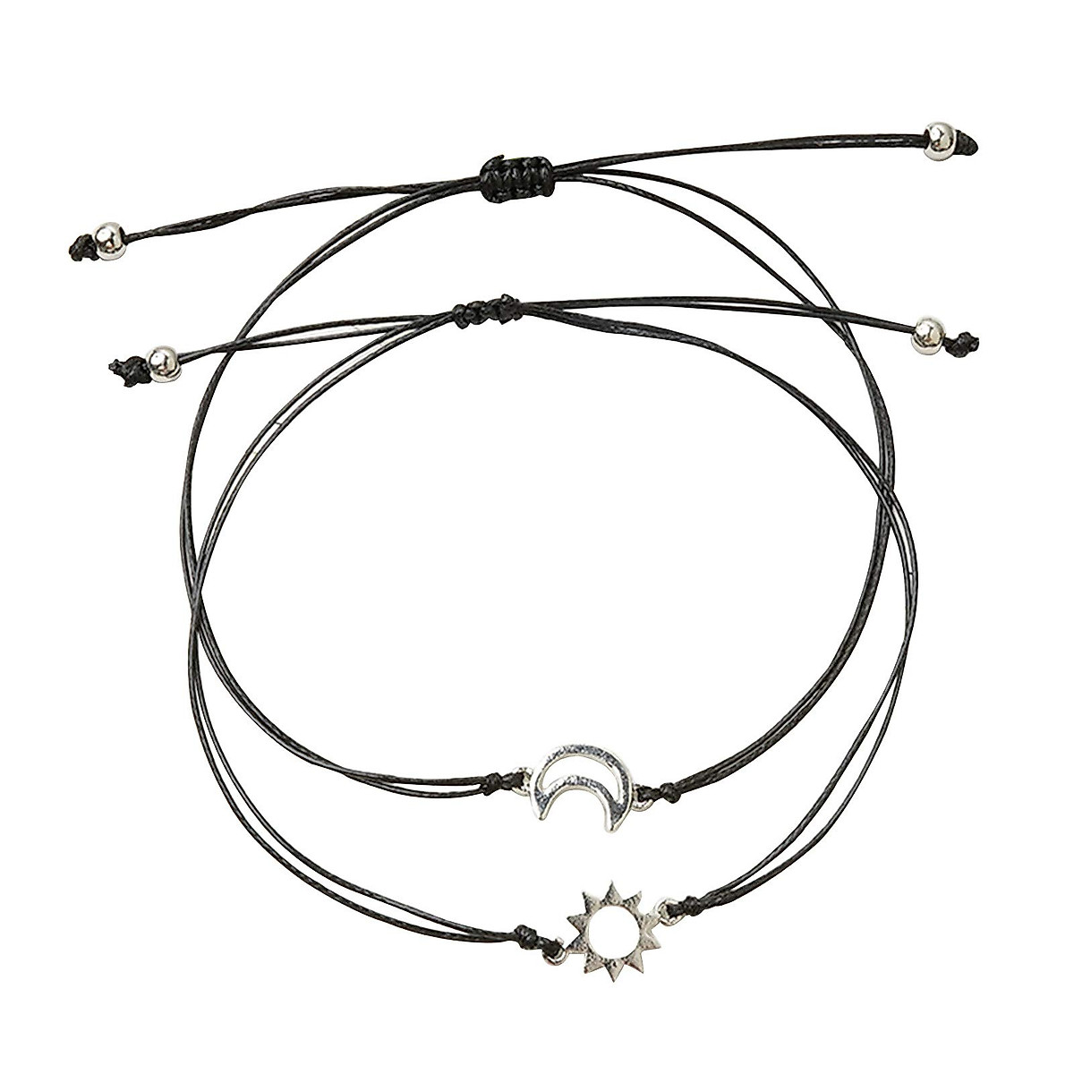 hwojjha 2Pcs Unisex Moon Sun Style Adjustable Couple Bracelet Friend Gift Accessories,Bracelets for Women Teen Girls Gift (white)