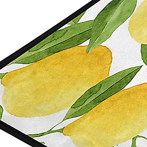 ALAZA Yellow Lemon Leaf Non Slip Kitchen Floor Mat Kitchen Rug for Entryway Hallway Bathroom Living Room Bedroom 39 x 20 inches(1.7' x 3.3')