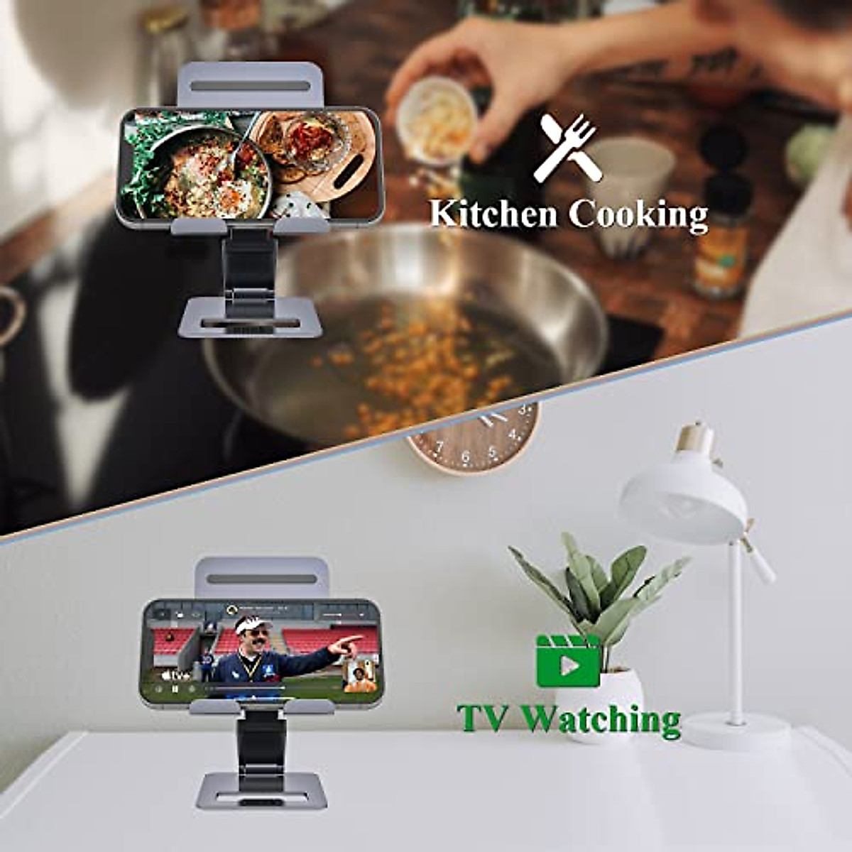 Minthouz Extendable Cell Phone Stand, Aluminium Phone Holder for Desk, Multi-Angle/Height Adjustable Phone Stand Compatible with iPhone 14 13 Pro Max Mini 12 11 and More 4.7"-7.9" Smart Phones -Gray