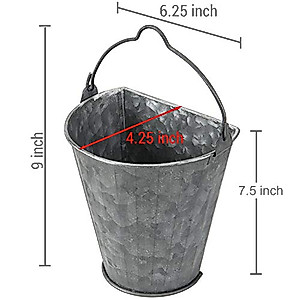 MyGift Wall Mounted Rustic Galvanized Metal Bathroom Toothbrush Holder Toothpaste Holder Bins, Mini Decorative Toiletries and Accessories Storage Buckets, Set of 2