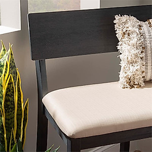 Linon Jordan Wood 25" Counter Height Dining Bench in Dark Charcoal Gray