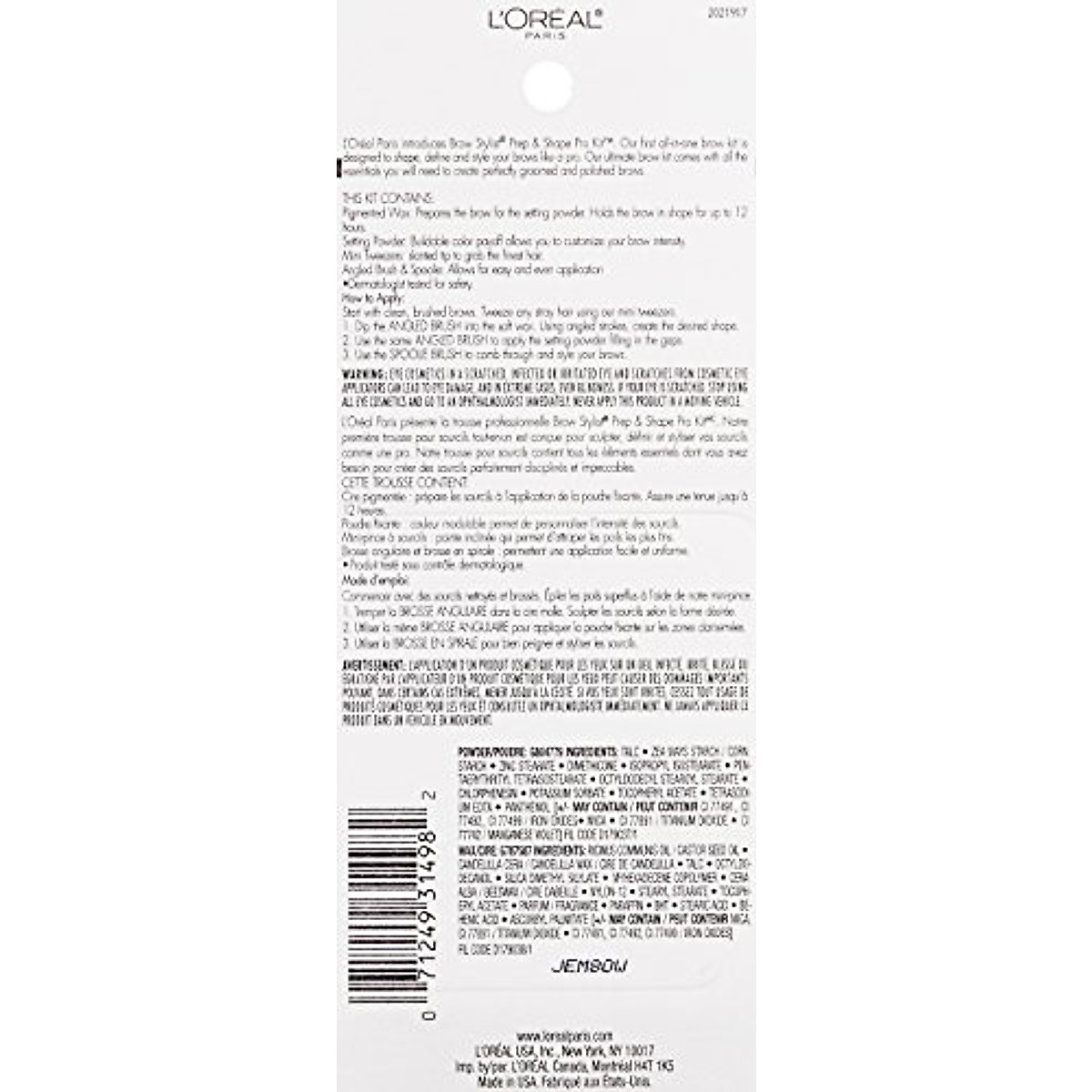 L'Oréal Paris Brow Stylist Prep and Shape Pro Brow Kit, Medium To Dark, 0.12 oz.