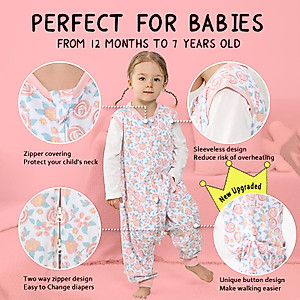 WONDAY Toddler Sleep Sack, Sleep Sack 2t-3t, Sleep Sack Baby Wearable Blanket, Sleeping Bag Toddler Baby Sleep Sacks with Feet, Sleeveless Soft Toddler Sleeping Sack Rose
