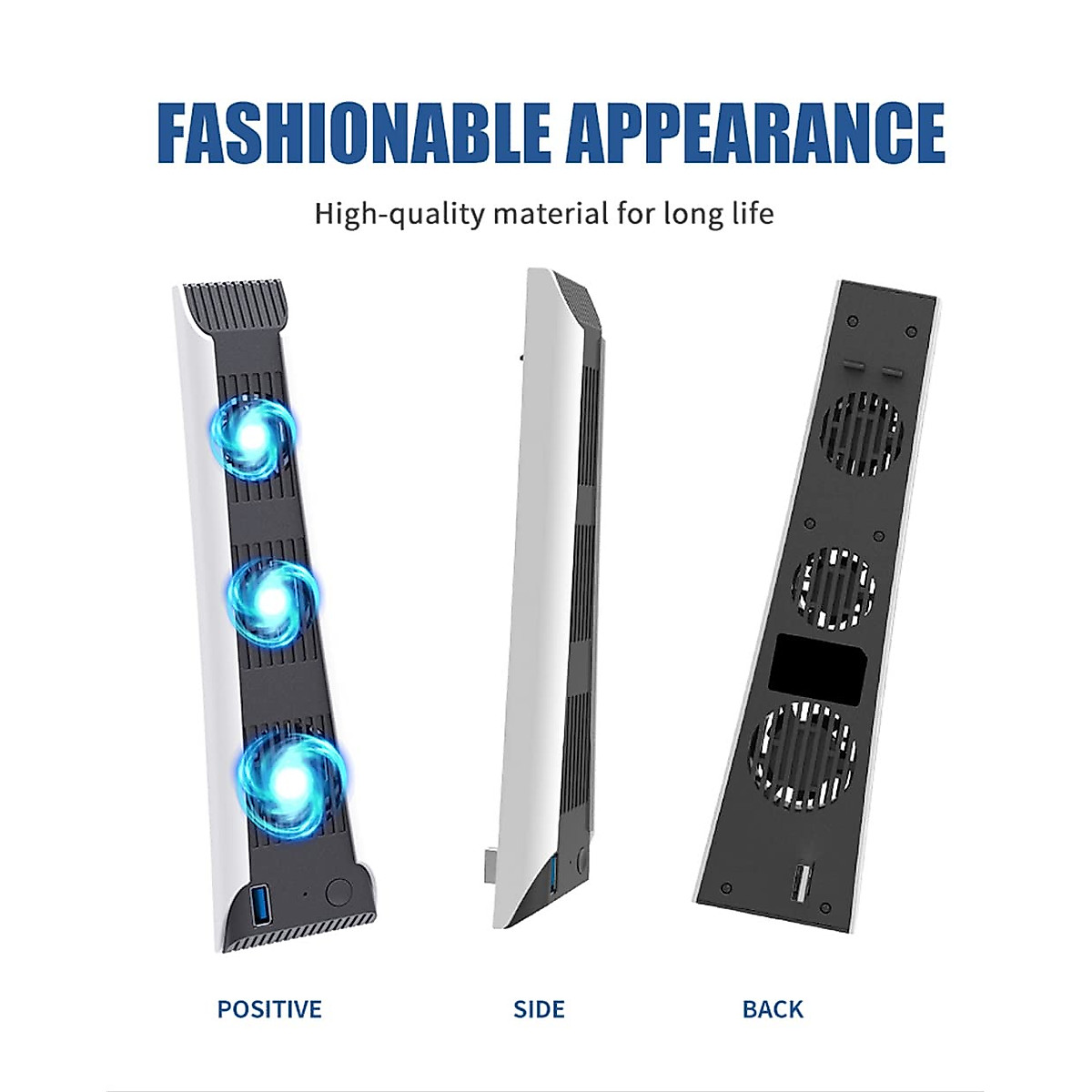 PS5 Cooler for PS5 Cooling Fan, Upgraded Quiet Cooler Fan 3 Cooler External Port USB 3.0 Accessory Compatible with Playstation 5 Digital Edition/Ultra HD Console White