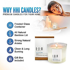 All-Natural Scented Soy Relaxation Candle | Island Spa Candle | A Fresh Blend of Eucalyptus and Citrus | Large Eight Ounce Single Wick Spa Candles | Long Burn time | HHI Candles