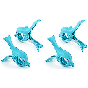 C&H Solutions 2 Pack Set Pair of Dolphin Beach Towel Clips Jumbo Size for Beach Chair, Cruise Beach Patio, Pool Accessories for Chairs, Household Clip, Baby Stroller.
