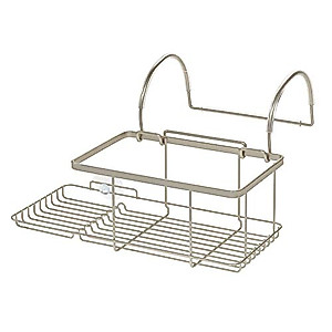 iDesign 23825EU Everett Drill Bathroom Storage, Small Metal Hanging Tray, Bath Caddy for Soap, Cosmetics, Books, Tablet and Phone, Matte Silver, 30.7 cm x 26 cm x 17 cm