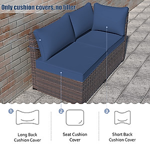 ASJMR Outdoor Cushion Covers 11 Pieces Patio Cushion Covers Replacement for Outdoor Furniture Patio Furniture Set Outdoor Cushion Slipcovers, Outdoor Seat Cushion Covers and Back Pillow Covers - Navy