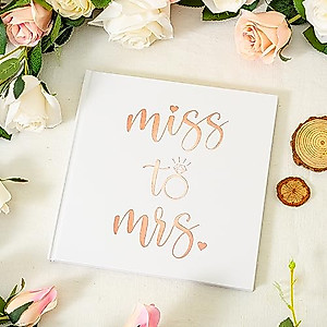 Calculs Polaroid 'miss to mrs' Picture Book Bridal Shower Guest Book Blank Pages for Instant Film Rose Gold Bachelorette Party Sign in Book 8.5” Square White Cover Rose Gold Foil Stamping