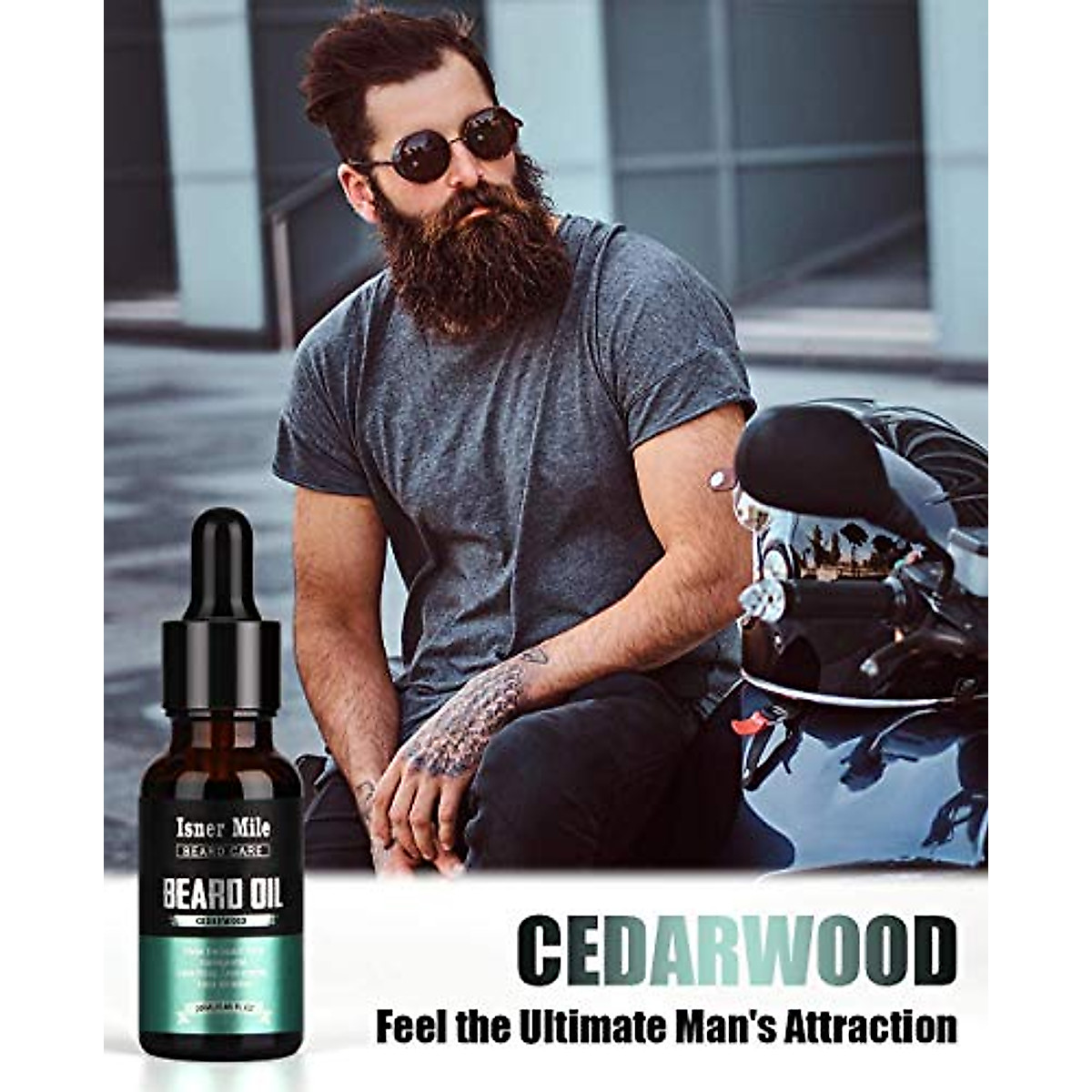 4 Pack Beard Oil Set Leave in Conditioner, Cedarwood, Sandalwood, Sage, Sweet Orange for Men Mustaches Growth, Soften, Moisturizing, Strength, Stocking Stuffers Gifts for Him Man Dad Father Boyfriend