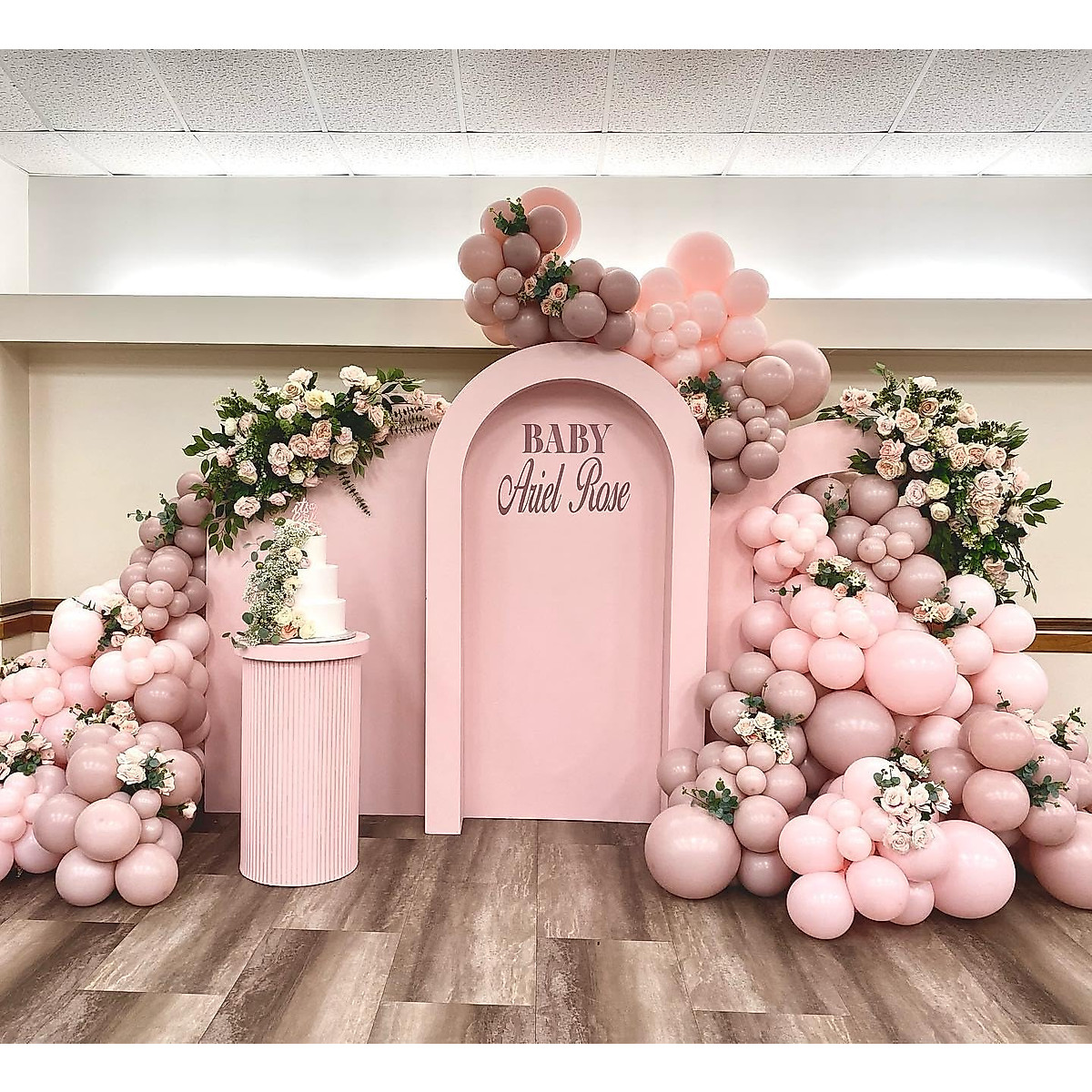 JZCZOEB Dusty Pink Double Stuffed balloons Different Size 115Pcs 5/10/12/18 Inch Dusty Rose Matte Pink Balloons Garland Arch kit for Boho Birthday Baby Shower Bridal Shower Wedding Baptism Party