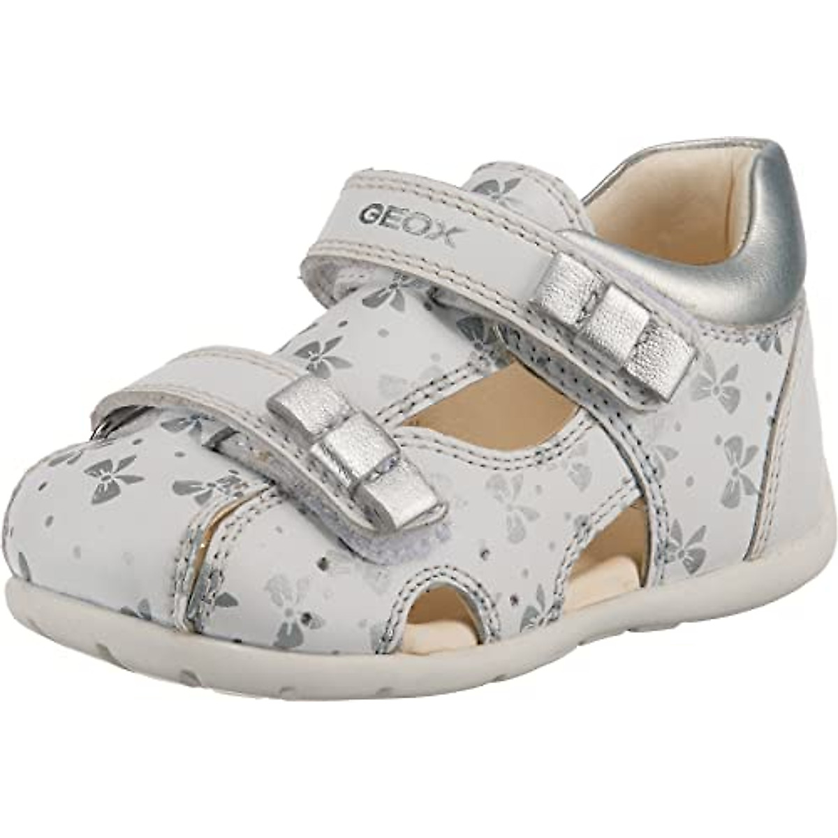 Geox Baby Girls Low-Top Trainers First Steps, White Silver, 3 Infant