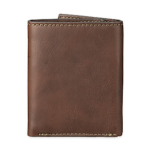 Levi's Men's Trifold Wallet-Sleek and Slim Includes Id Window and Credit Card Holder, Brown Stitch, One Size
