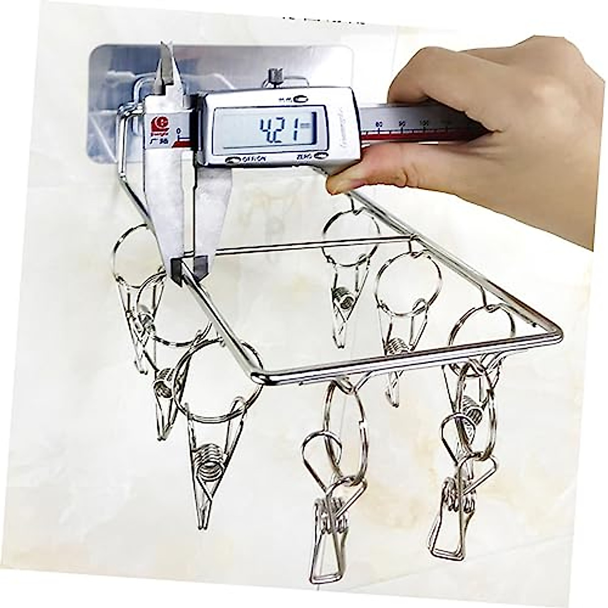 4 pcs Multi Purpose Hanger Wall Mount Clothing Rack Wall Mounted Drying Rack Wind- Proof Hook Clothes Laundry Hanger Drying Rack Stainless Steel Sock Rack Sock Drying Rack Clip