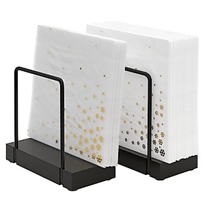 Napkin Holder for Table, 2 PCS Paper Napkins Holders for Farmhouse Kitchen & Modern Decor Bamboo Tables Dining Napkins Holders (Totally Black)